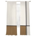 Brown Beige Splicing Color Block Art Chiffon Sheer Curtains 84 Inches ...