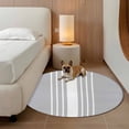 Abstract White Striped 4' Round Rug for Cozy Reading Nook Home Office ...