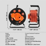 KFFKFF Power Cord Reel, 100FT, Equipped with 4 Plug Points and ...