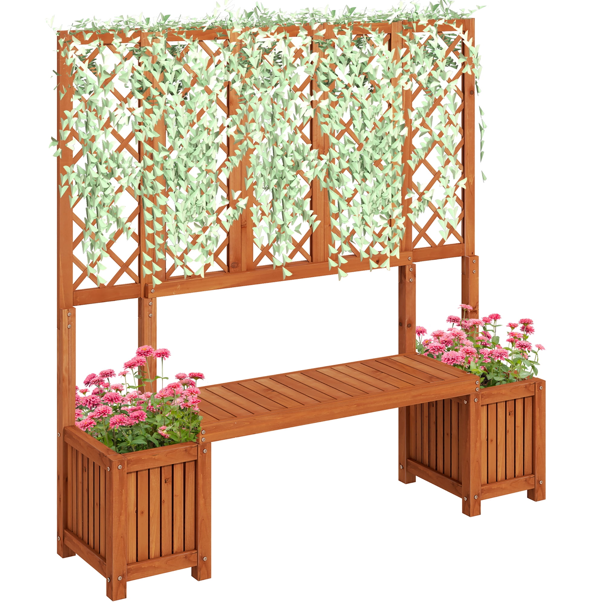 Click here for Outsunny Wood Garden Bench With Trellis And Plante... prices