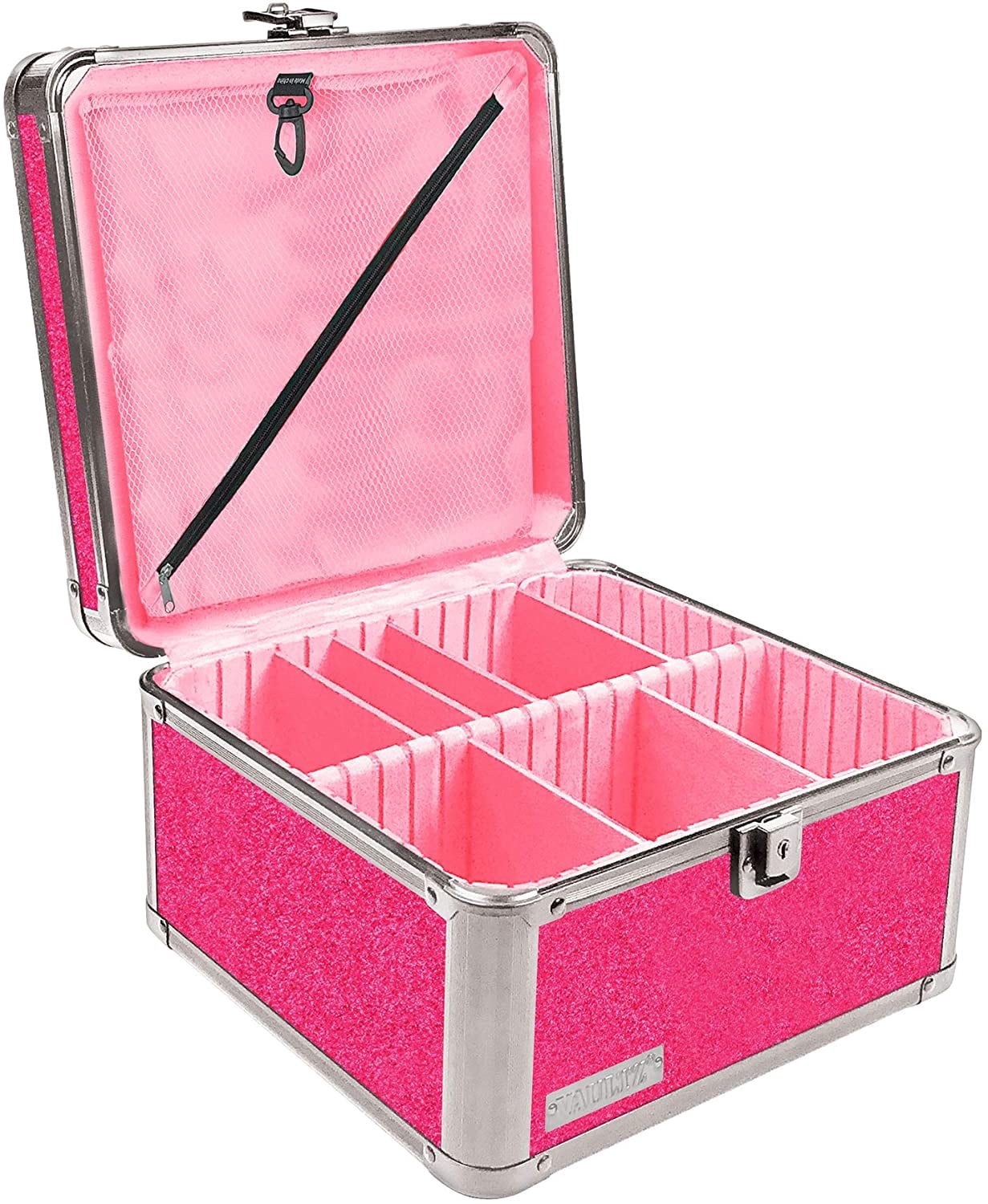 Vaultz Locking Divided Storage Box, Square, Pink Bling - VZ03892 ...