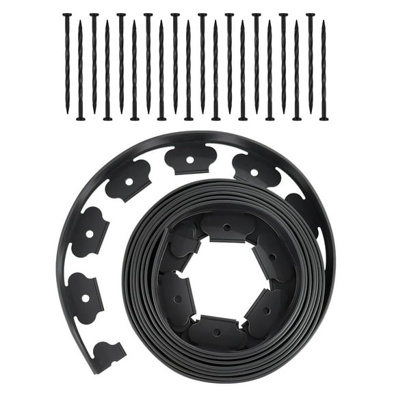33 ft x 4 in Plastic Garden Landscape Edging Roll with 30 Spikes 2 ...