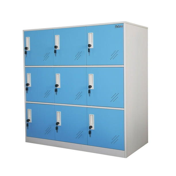 MECOLOR - Small Locker Cabinet with 9 Case Blue Color 36.5" Tall for ...