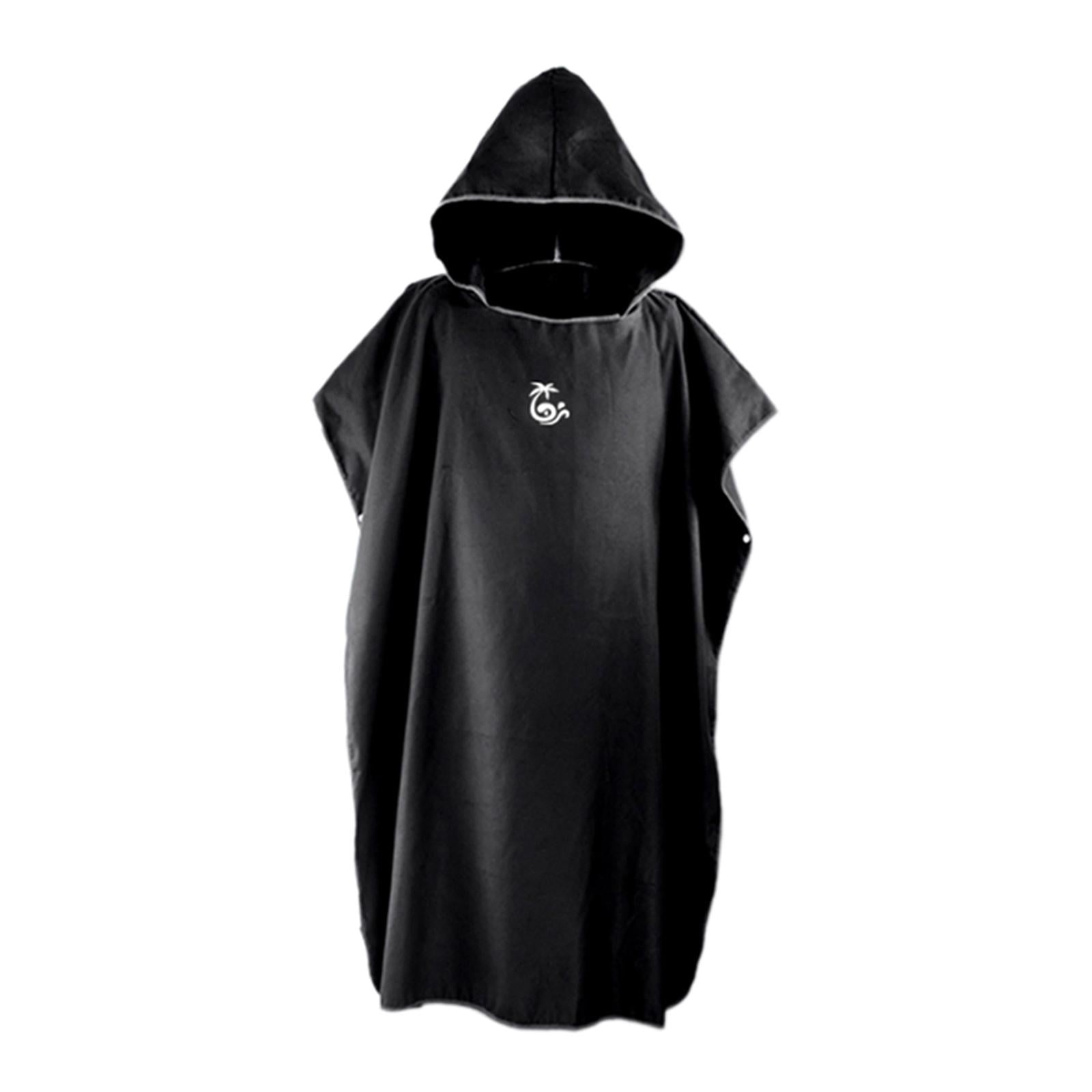 Microfiber Surf Poncho Changing Robe Wetsuit Soft for Swim Black ...