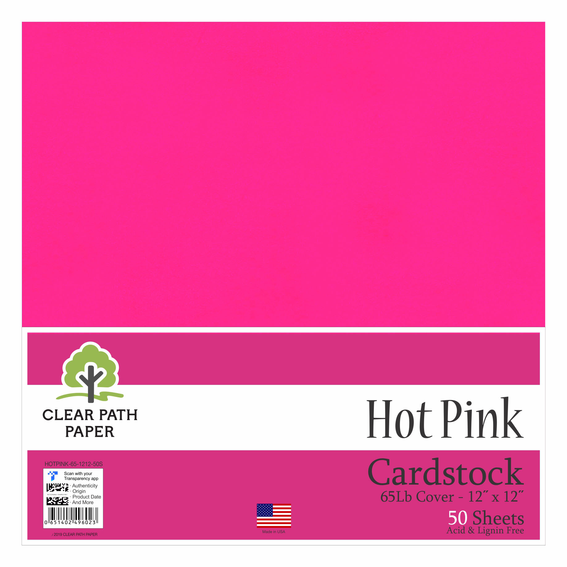 Hot Pink Cardstock - 12 x 12 inch - 65Lb Cover - 50 Sheets - Clear Path ...