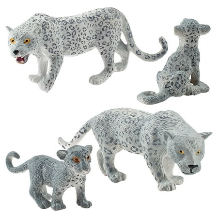 Snow Leopards 4 Pieces Snow Leopard Figurine PVC Snow Leopards ...