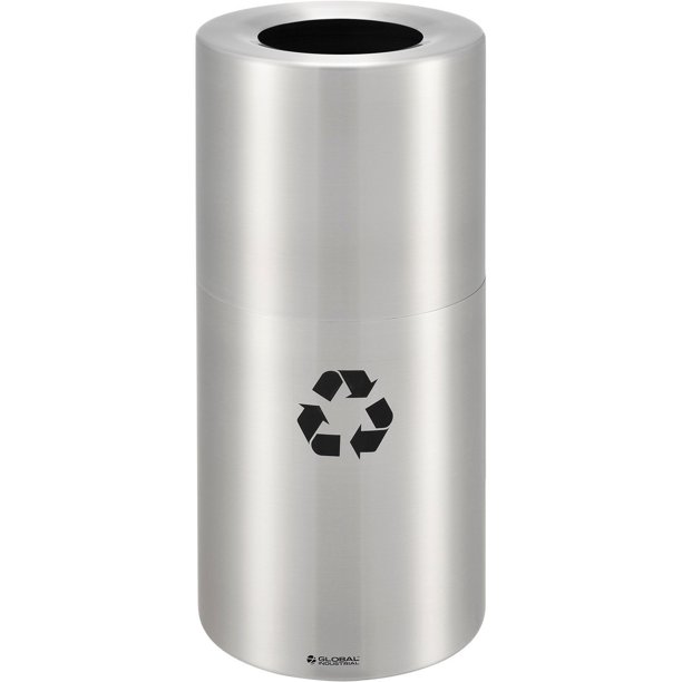 Global Industrial Aluminum Round Open Top Recycling Can, 20 Gallon ...