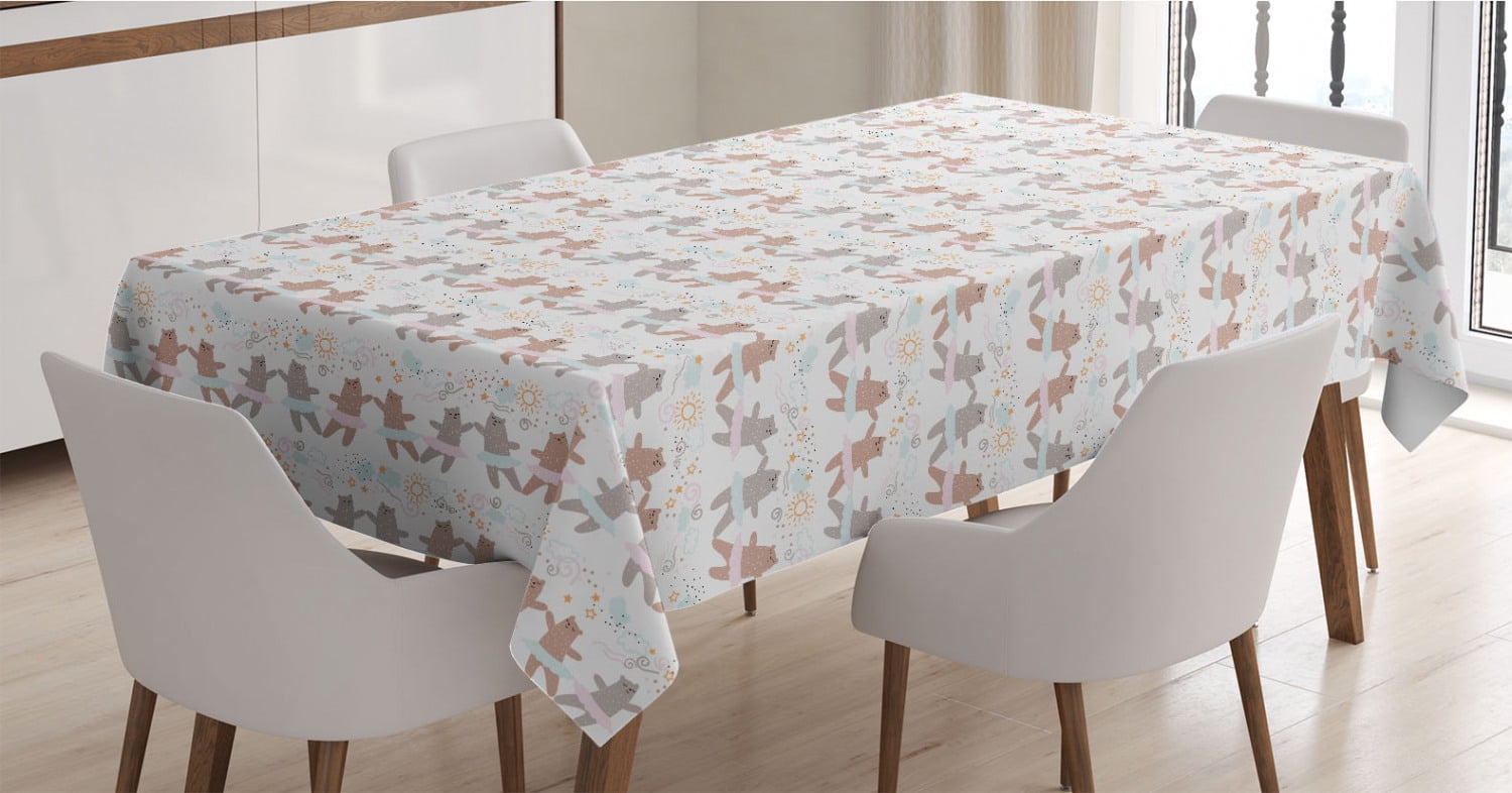 Cartoon Tablecloth, Funny Ballerina Dancer Bears in Tutu Costume ...