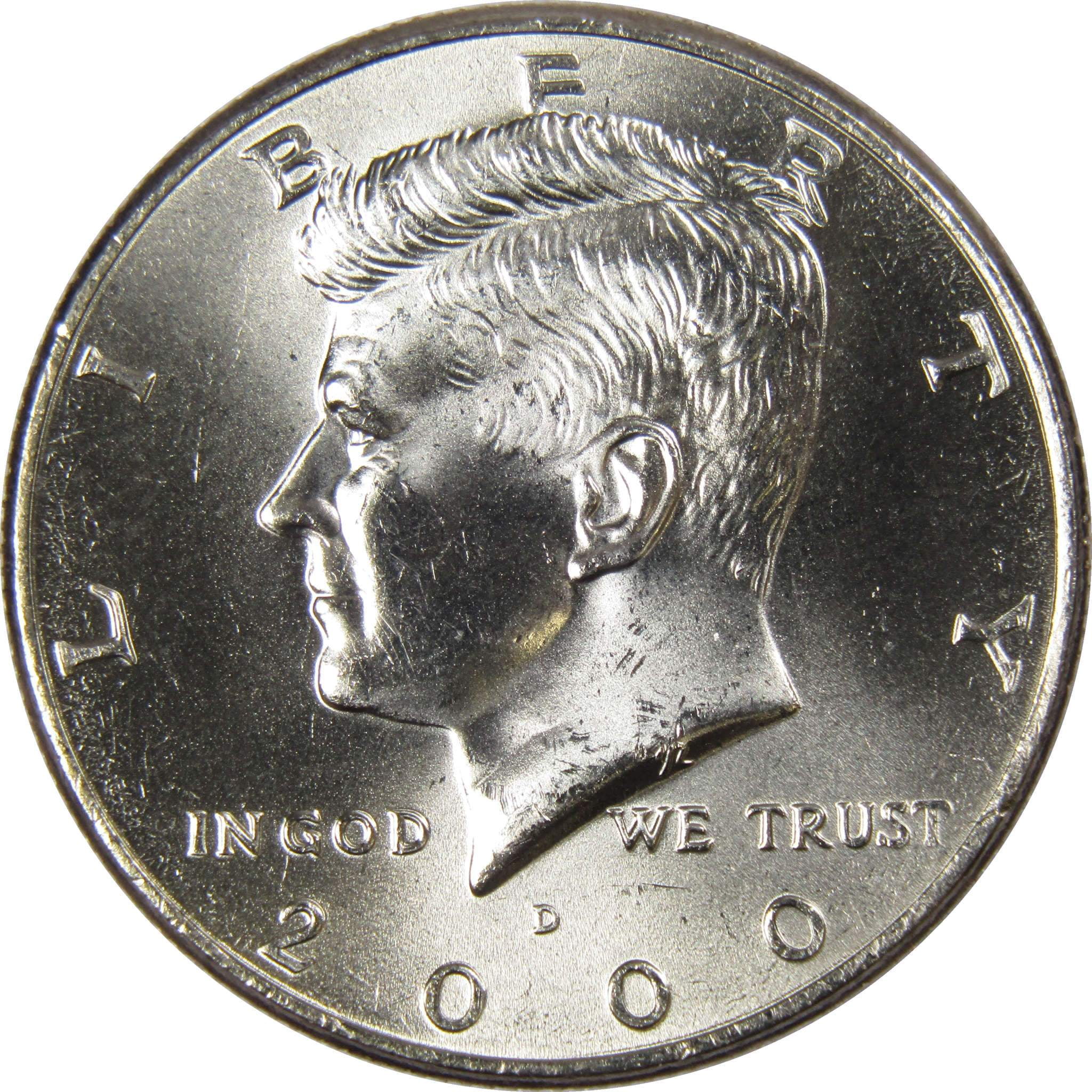 2000 D Kennedy Half Dollar BU Uncirculated Mint State 50c US Coin ...