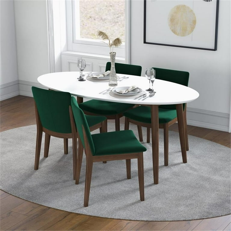 Kurt Modern Solid Wood Walnut Dining Room Kitchen Table and Chairs for 4