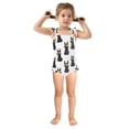 Black Dog Texture Design Girls' One-Piece Swimsuit Bowknot Tie Shoulder ...