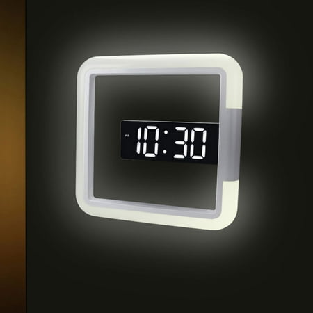Plastic Wall Clock Square LED 7 Color Clocks RGB 3 Gear Adjustable ...
