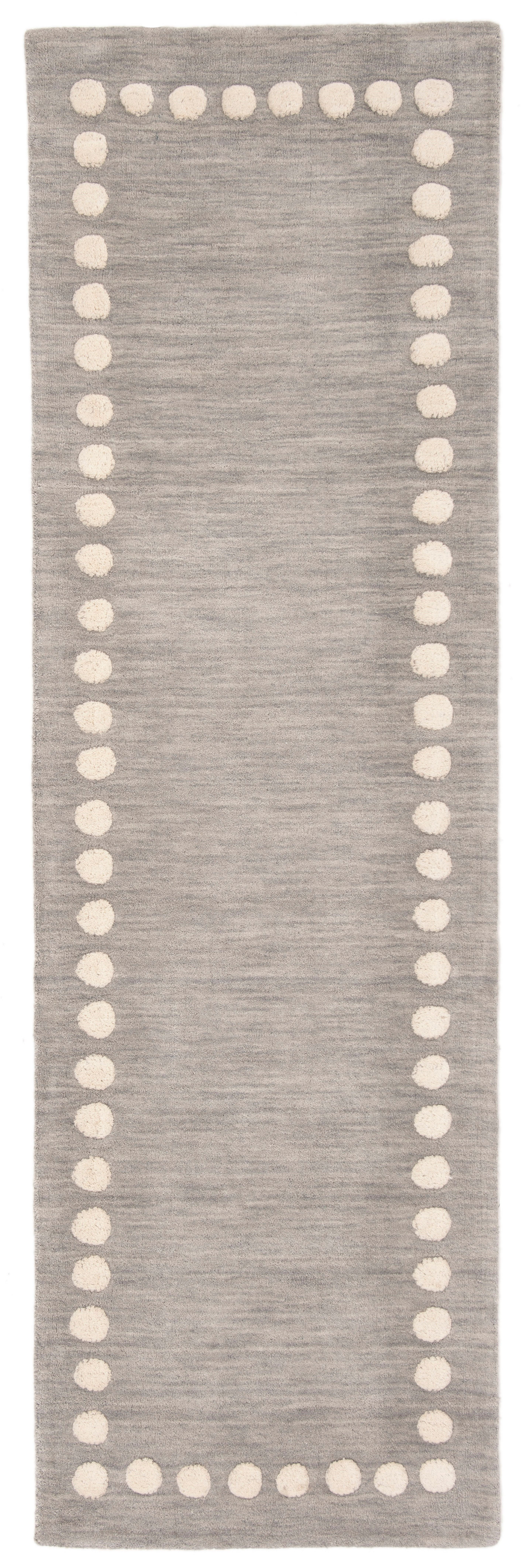 SAFAVIEH Kids Fiona Solid Bordered Wool Runner Rug, Grey, 2'6" x 8 ...
