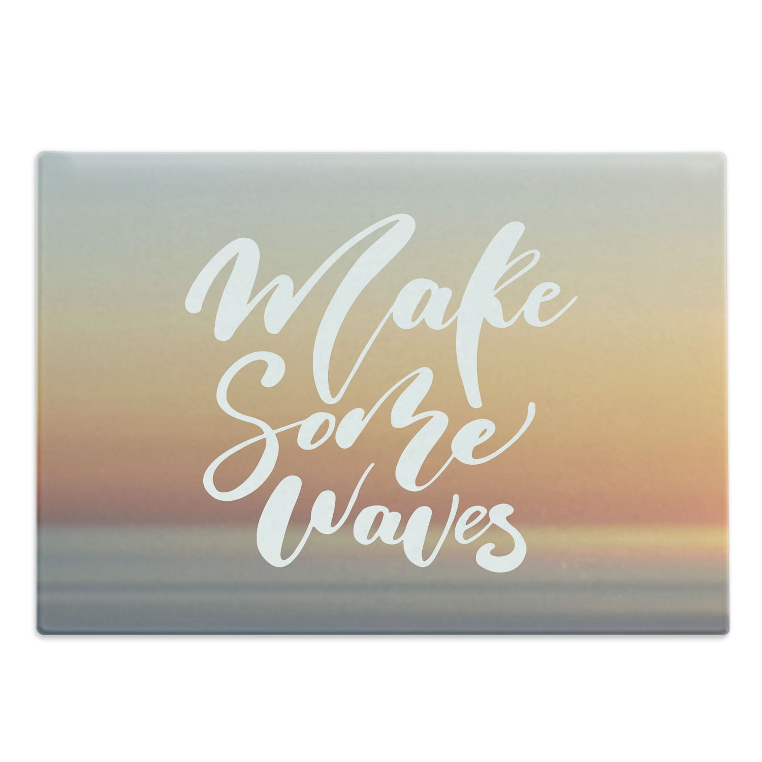 Make Waves Cutting Board, Cursive Simplistic Lettering Words on Blurry ...