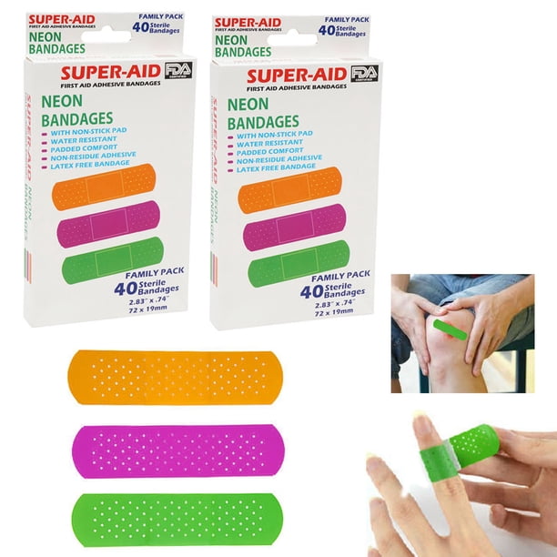 80 Neon Bandages Adhesive Bands Flexible First Aid Bandage Strip ...