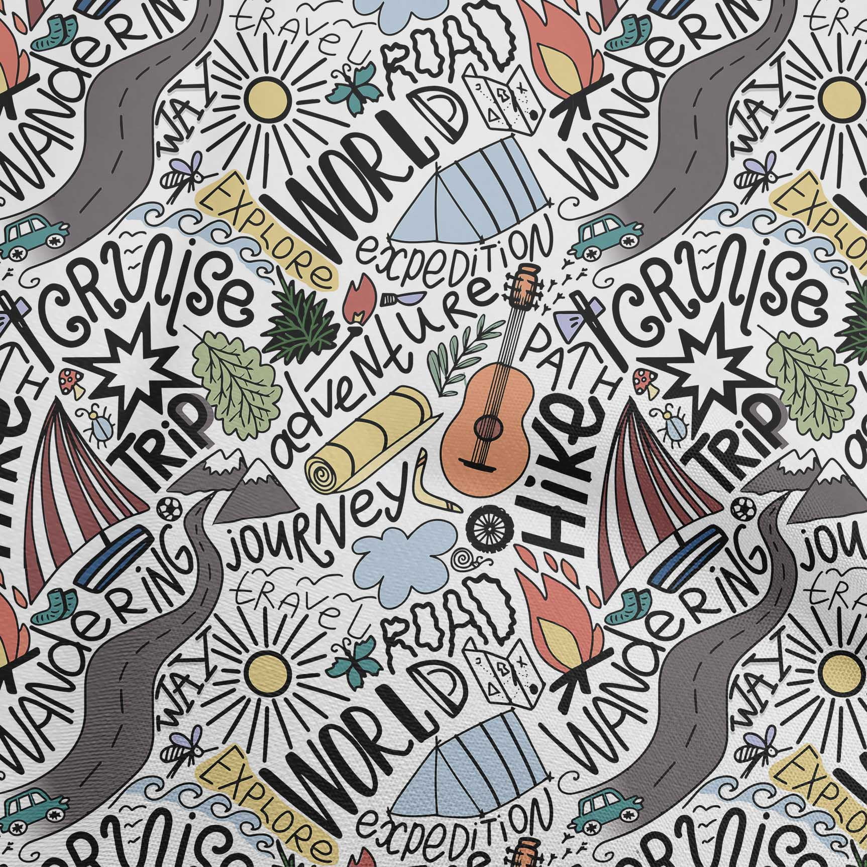 oneOone Velvet White Fabric Writing World Trip Doodle Dress Material ...