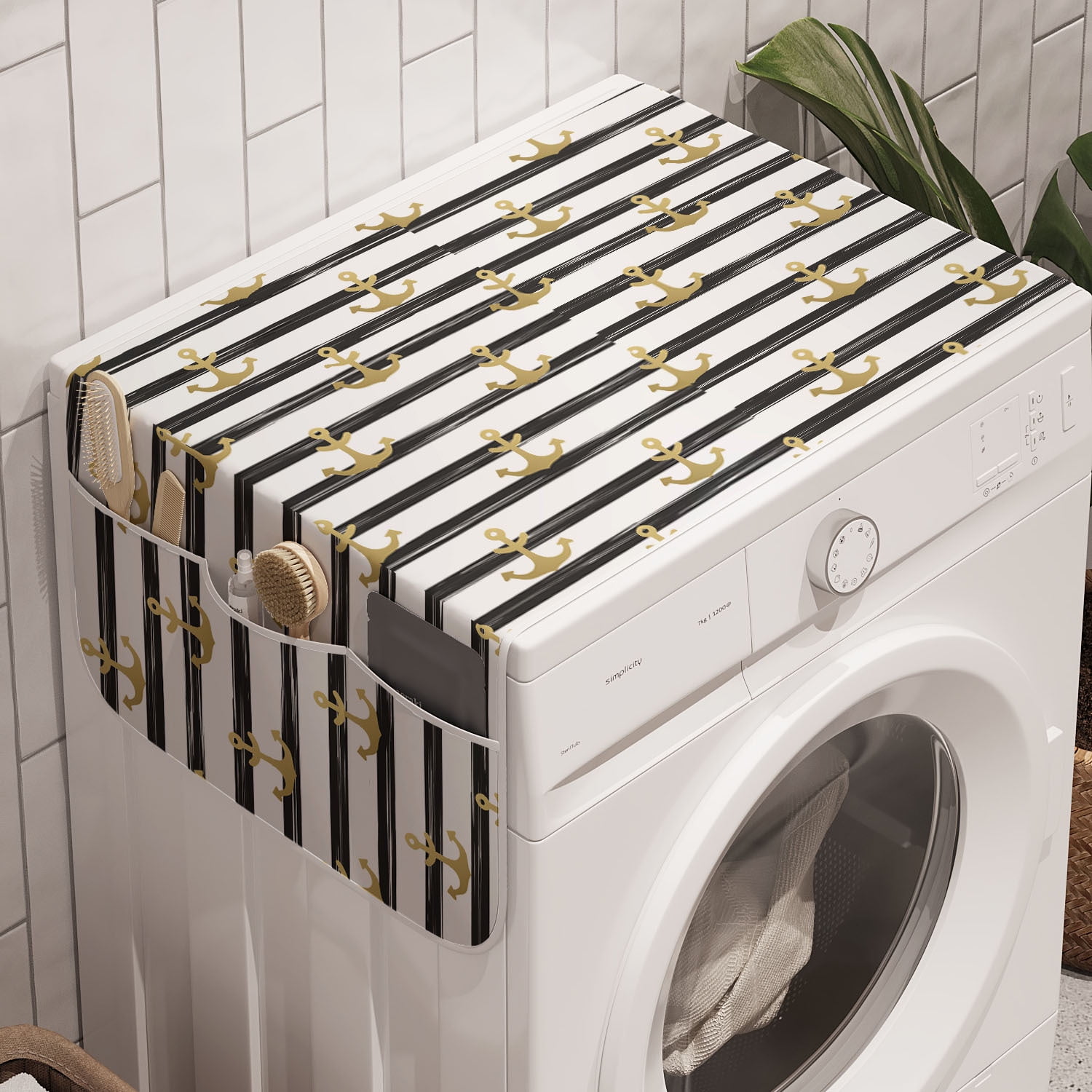 Anchor Washing Machine Organizer, Horizontal Stripes Nautical Marine ...