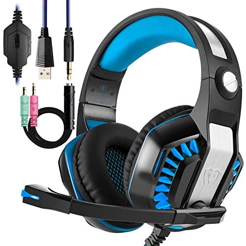 Cascos gaming alámbricos Pro con micrófono para Xbox One PC PS4, cancelación de ruido, sonido ...