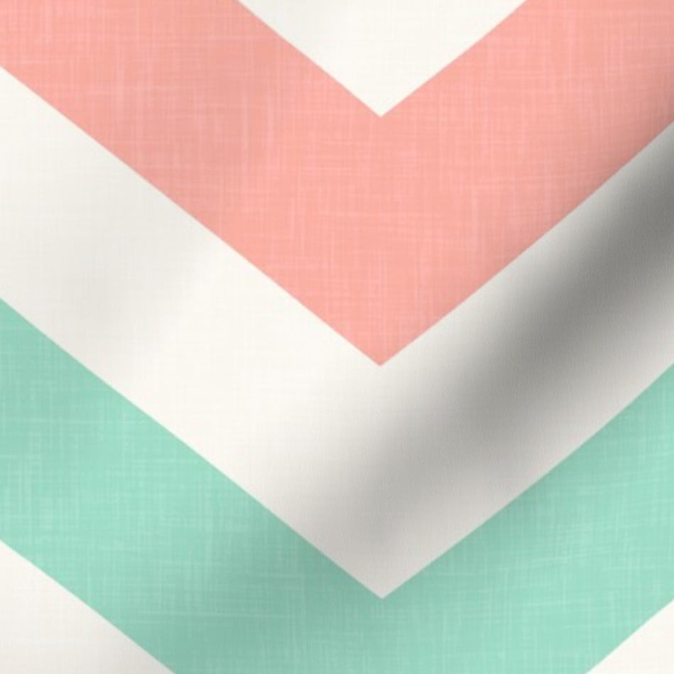 Mint And Coral Chevron