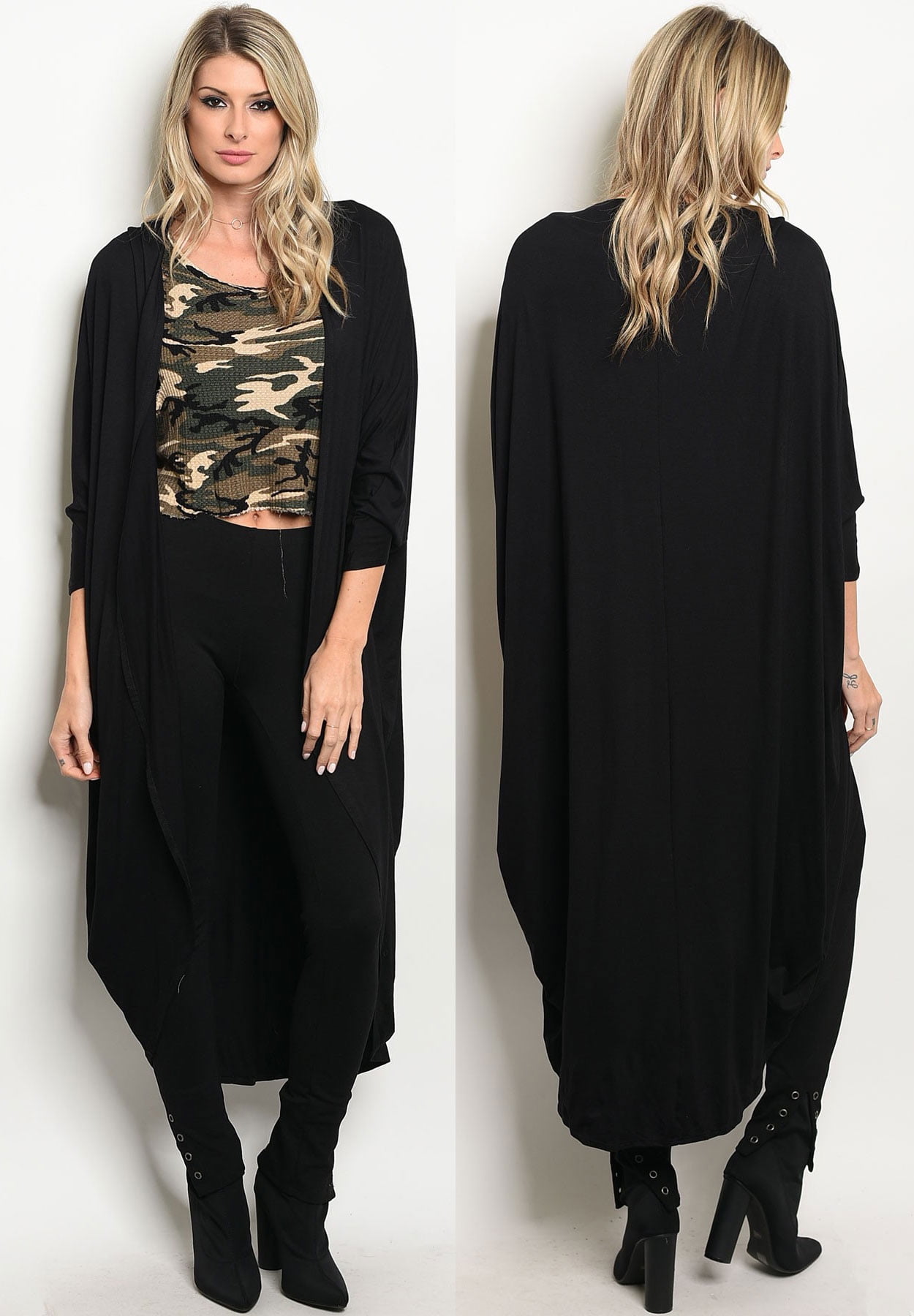 JED FASHION Women's 3/4 Sleeve Soft & Drapey Longline Cocoon Cardigan ...