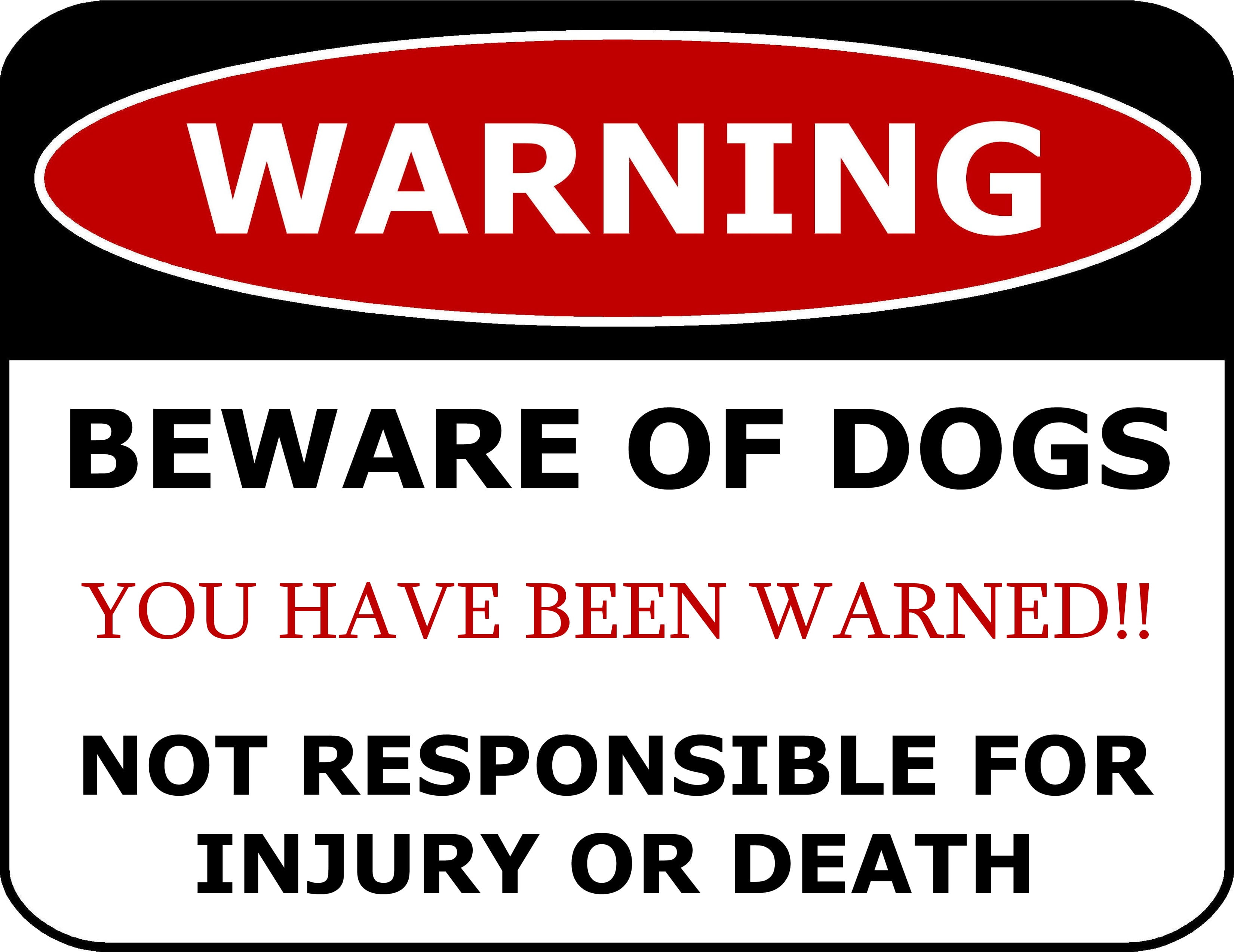 Flashing Blinking Red LED Laminated Funny Sign Warning Beware of Dogs ...