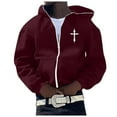 Christian Hoodies for Men Cross Print Zip Up Faith Long Sleeve Jesus ...