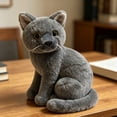 CaiTeLin Sitting Cat Turned Head Plush, Tabby Blue Cat Soothing Doll ...