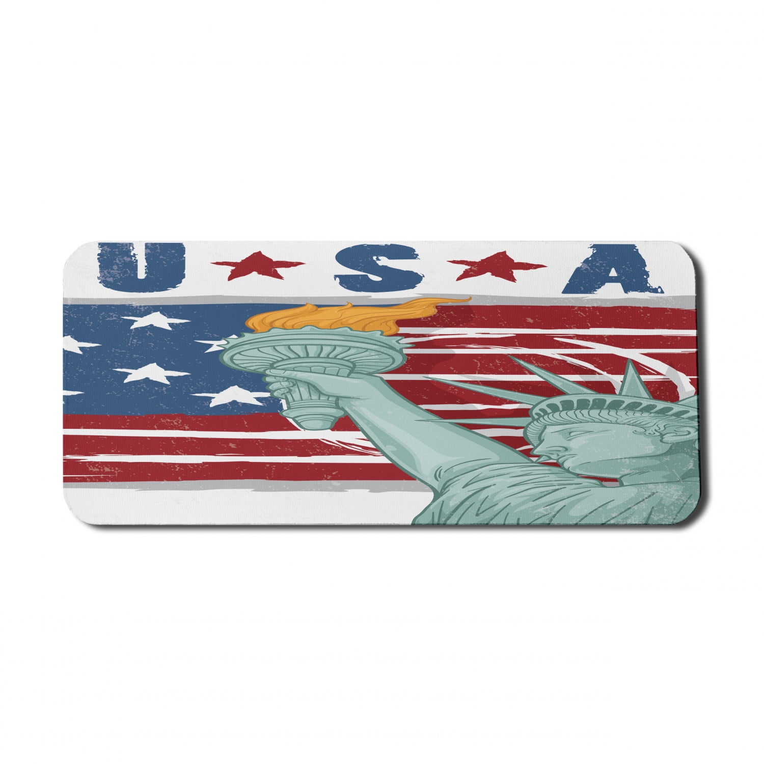 American Computer Mouse Pad, Retro USA Flag Drawing with Statue of ...