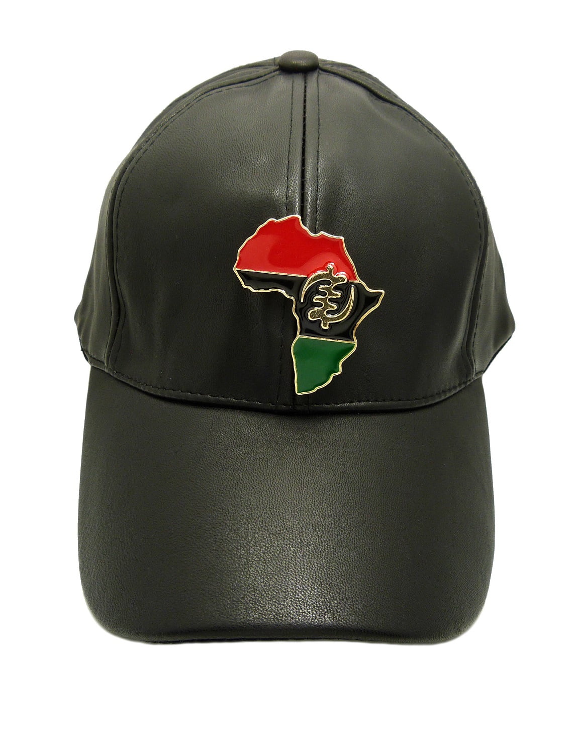Pan Africa Continent Brooch Pin on Black Faux Leather Cap Hat, Gold ...