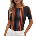 Ayolanni Short Sleeve Shirts for Women Casual Crew Neck Shirts Fashion ...