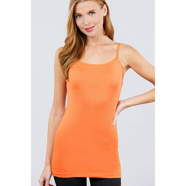 Basic Adjustable Spaghetti Strap Tunic Cami W/ Shelf Bra - Walmart.com ...