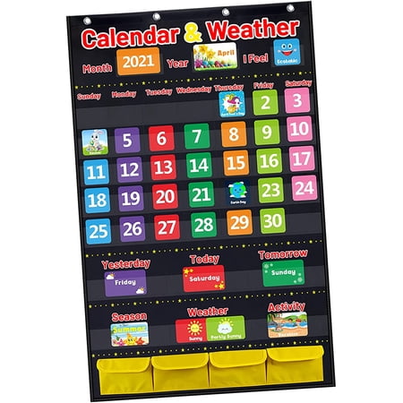 Calendar and Weather Pocket Chart Classroom Organizer Activity Cards ...