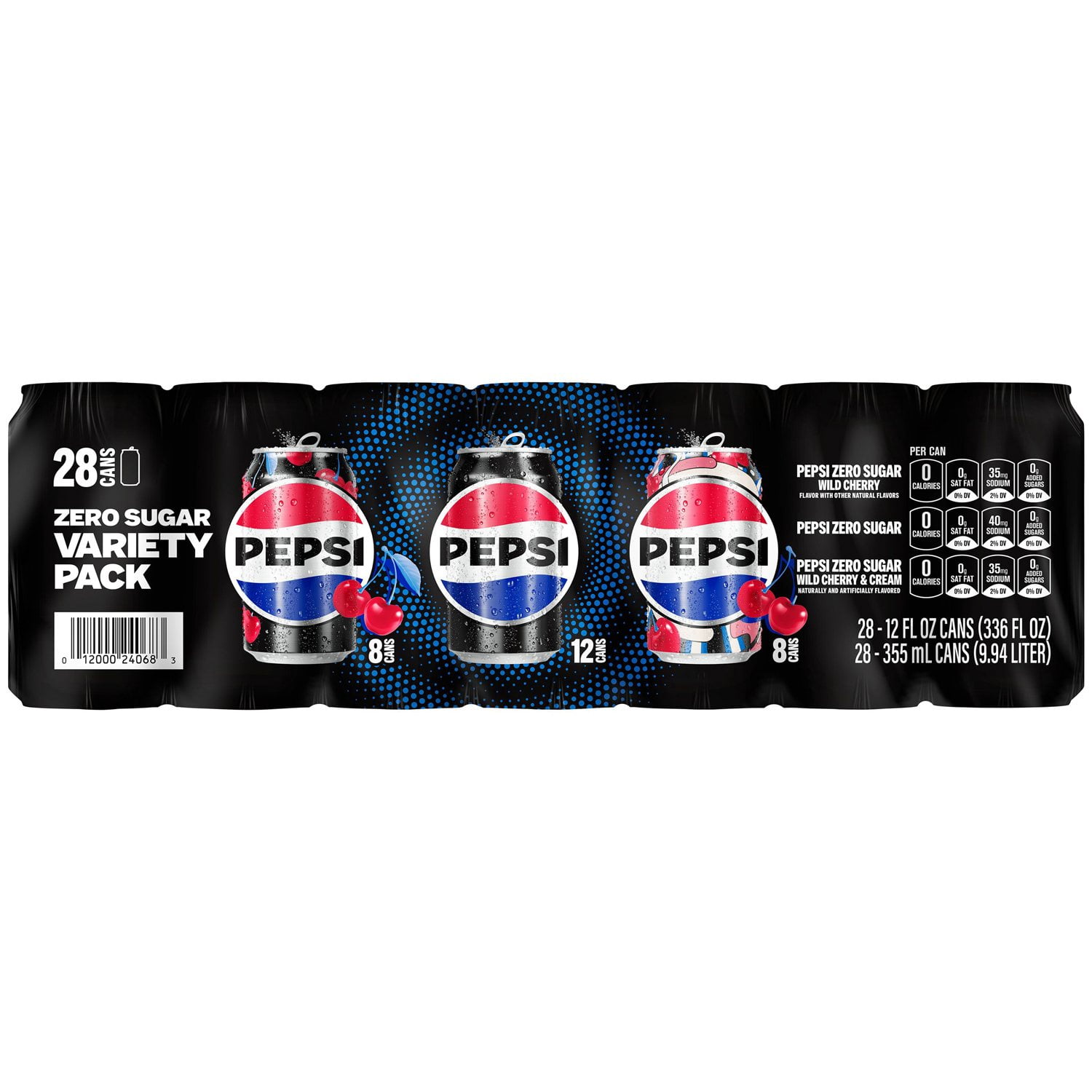 Pepsi Zero Sugar Soda Cola Variety Pack 12 fl. oz., 28 pk. - Samsclub.com