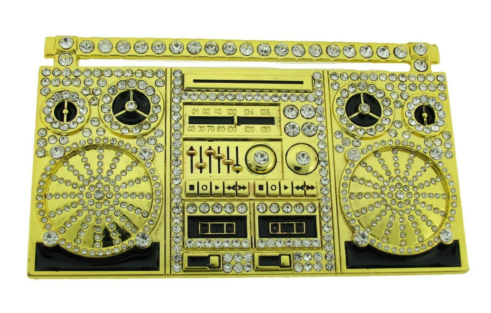 Boom Box Stereo Old School Style Rap Hip Hop Belt Buckle Blinged Gold ...
