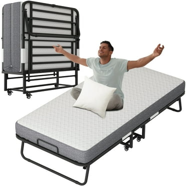 75" x 38" Twin Folding Bed with 3.7" Memory Foam Mattress, Portable ...