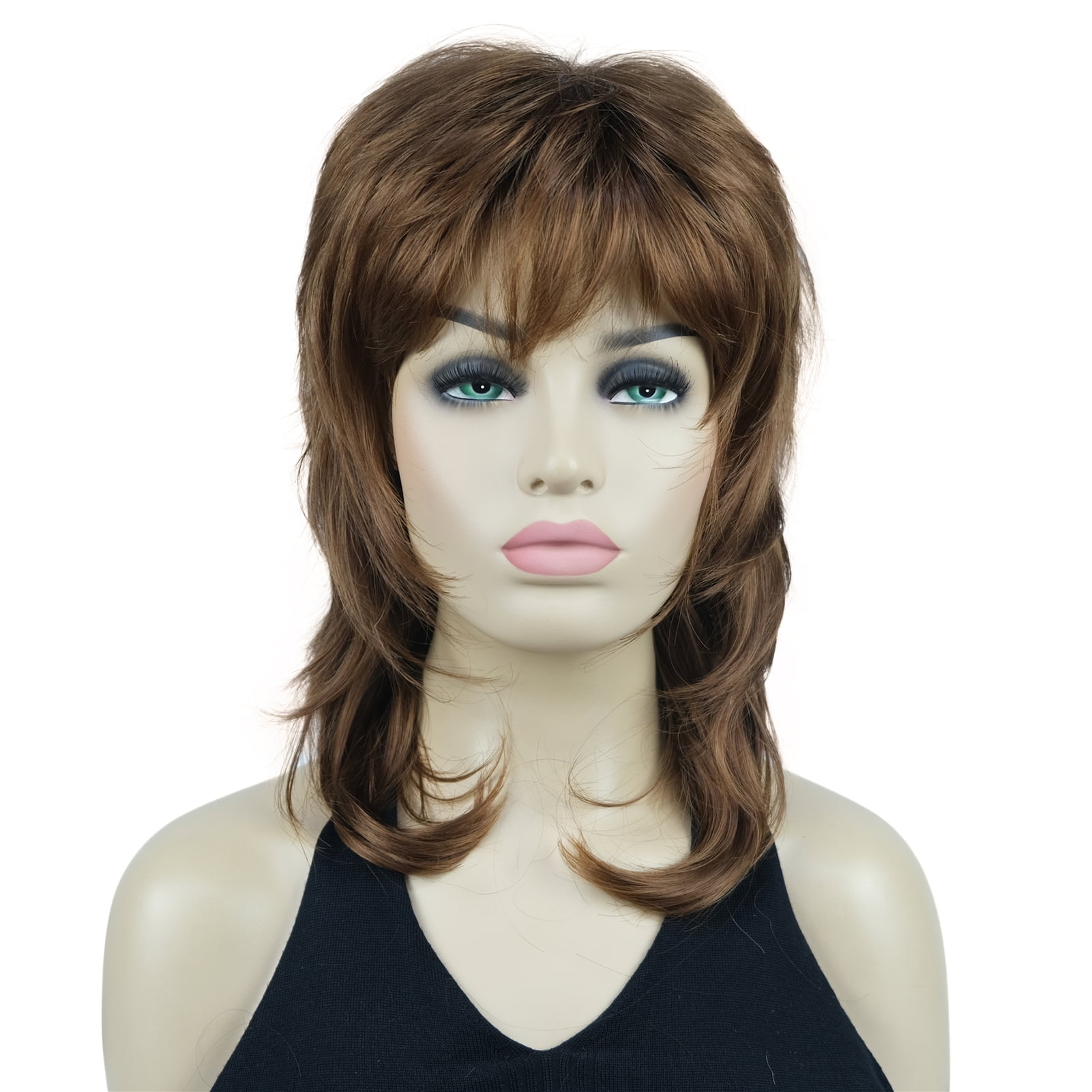 Lydell Long Shaggy Layered wig, Natural Straight Wavy Shags Wig, Soft ...