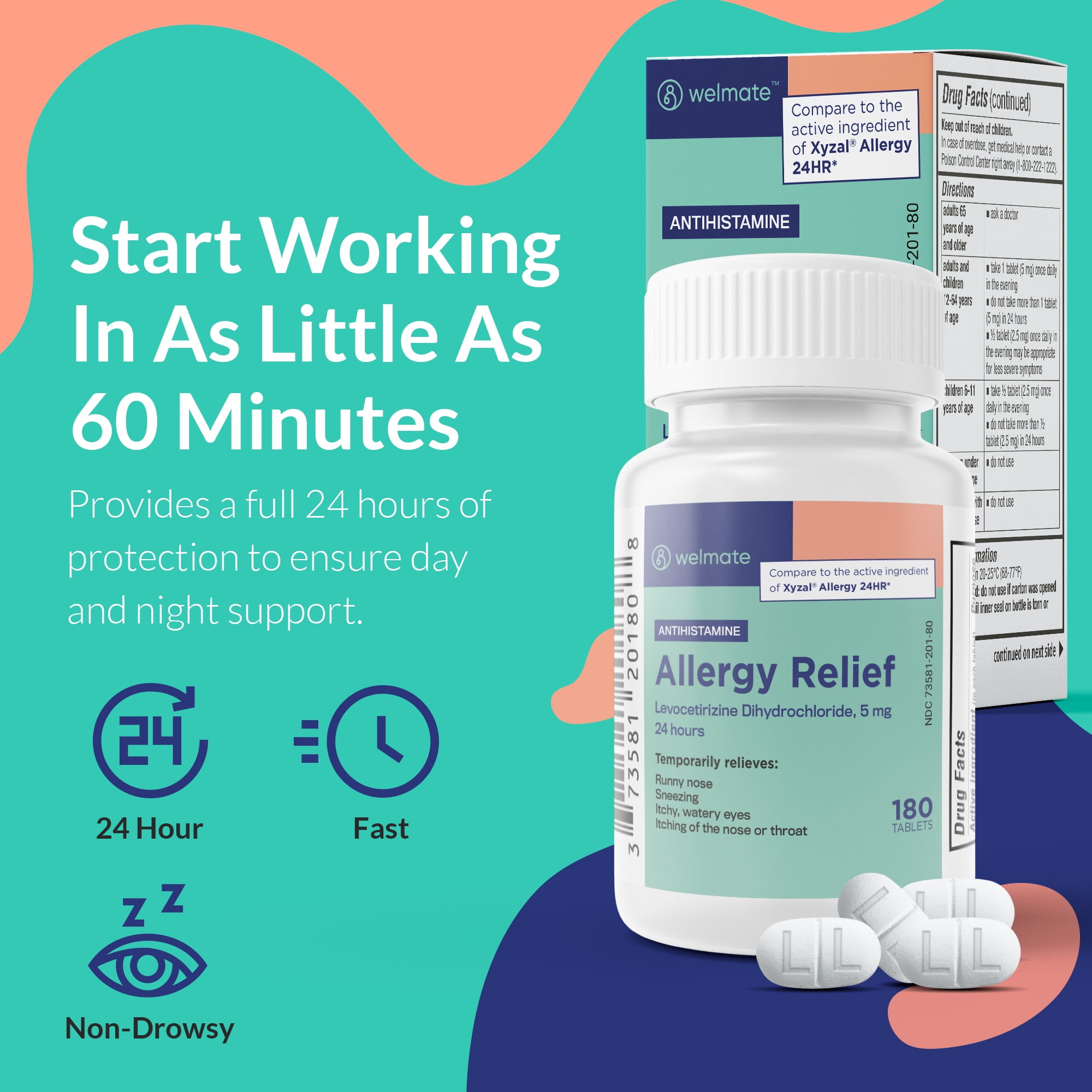 Buy Generic for Xyzal 180 Count | Levocetirizine Dihydrochloride 5mg ...