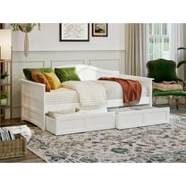 AFI Acadia Wood Twin Size Daybed Frame with 2 Storage Drawers White ...