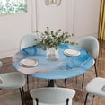 Blue Marble Texture Round Fitted Tablecloth Abstract Gradient Water ...