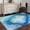 Area Rug 3x5ft Abstract Blue Green Marble Texture Area Rugs Washable ...