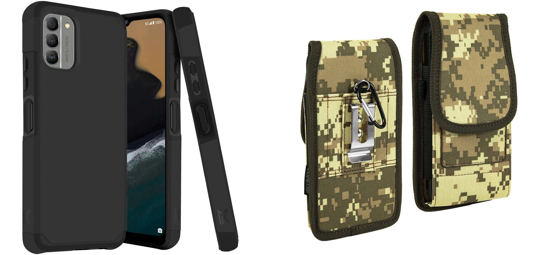 MK Armor Case for Nokia G400 5G and Vertical Nylon Belt Holster (Black ...