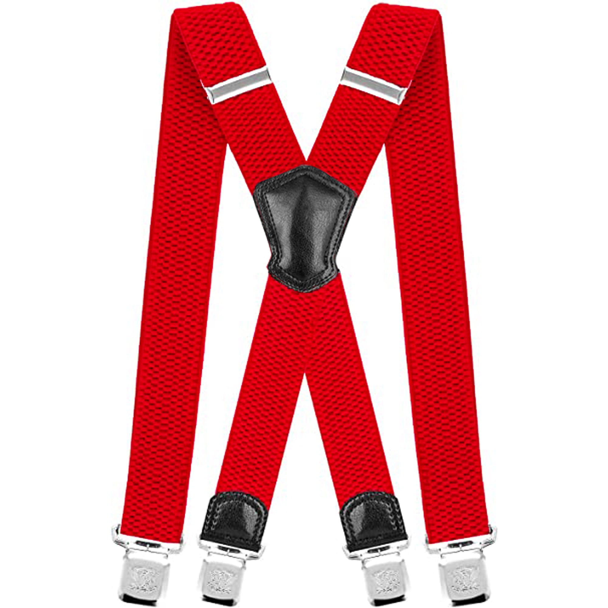 Little Hand Mens Suspenders with Clips Heavy Duty X Back for Jeans Red ...