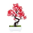 Artificial Bonsai Tree 1 Set with Pot Red Japanese Greenery for Zen ...