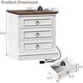 Farmhouse Nightstand with Wireless Charging Station, Bedside Table with ...
