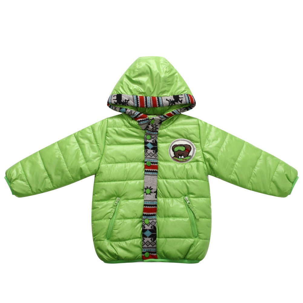 Richie House Little Boys Green Snowboarder Teddy Quilted Padding Jacket ...