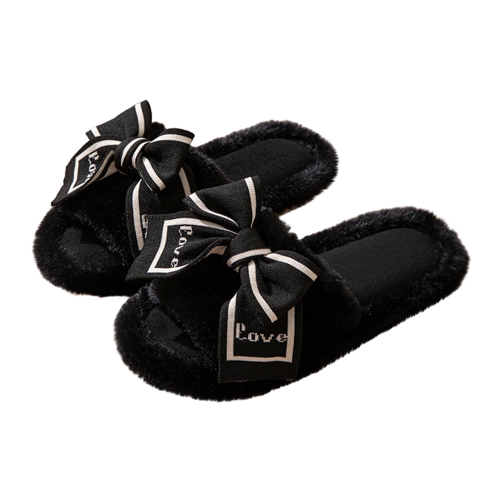 Click here for Xfvqtps Fuzzy Slippers For Women Bow House Bedroom... prices