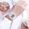 Clear Square Case Digital LED Watch, Multi-Function Retro Transparent ...