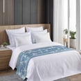 Blue Coastal Bed Runner Scarf Full Queen Size, Summer Ocean Waves Ombre ...