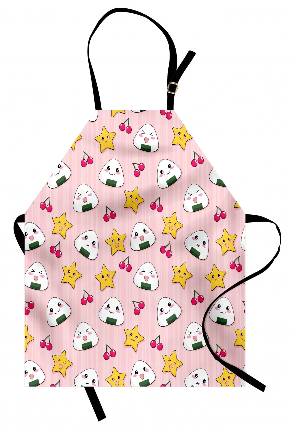 Anime Apron Happy Crying Cute Cartoon Rice Balls Cherries Stars Pattern ...