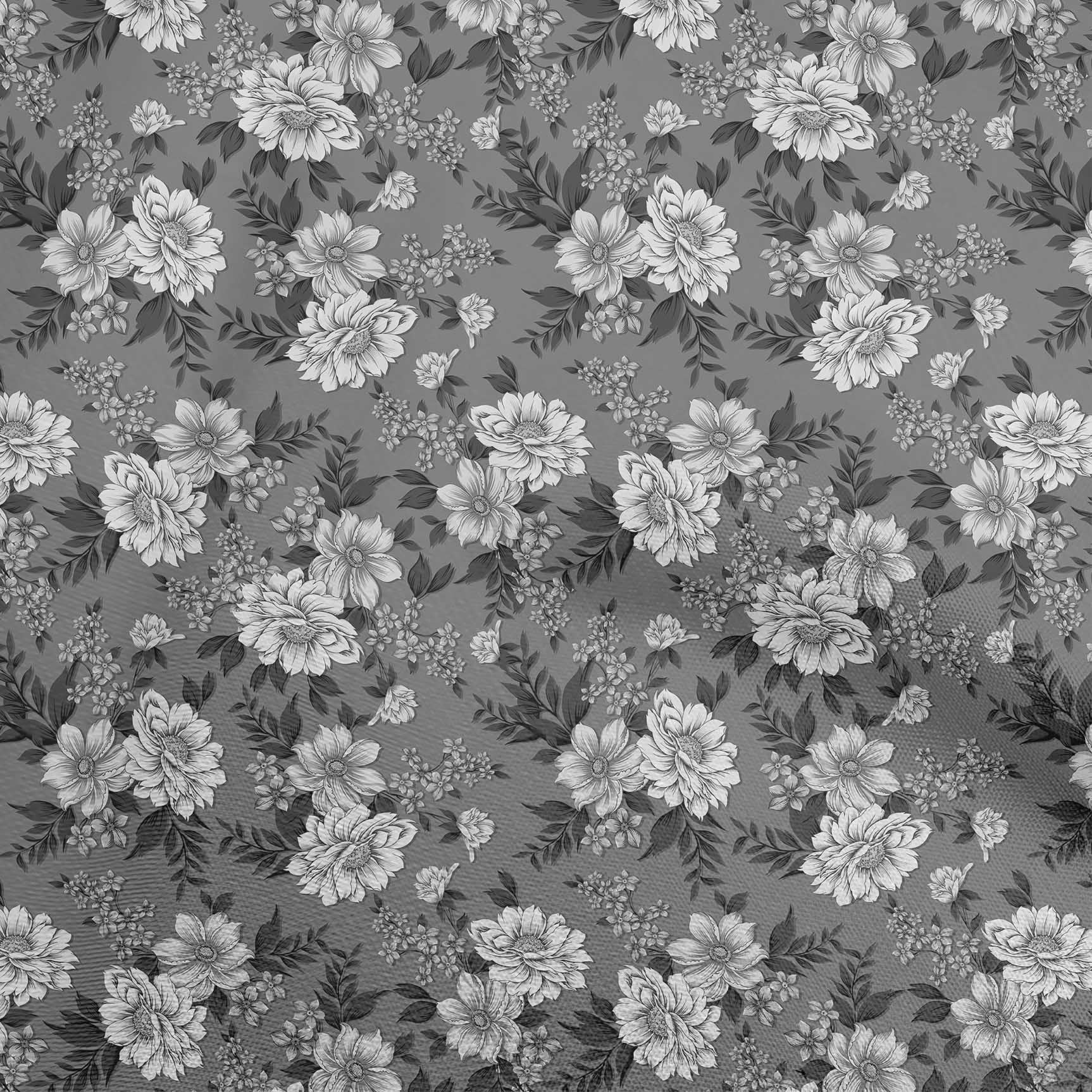 oneOone Cotton Poplin Gray Fabric Floral Retro Sewing Material Print ...